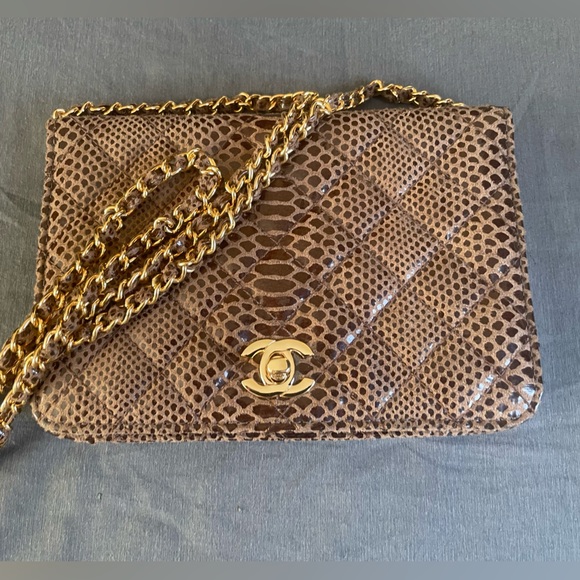 CHANEL | Bags | Never Used Chanel Snake Skin Leather And Gold Chain ...
